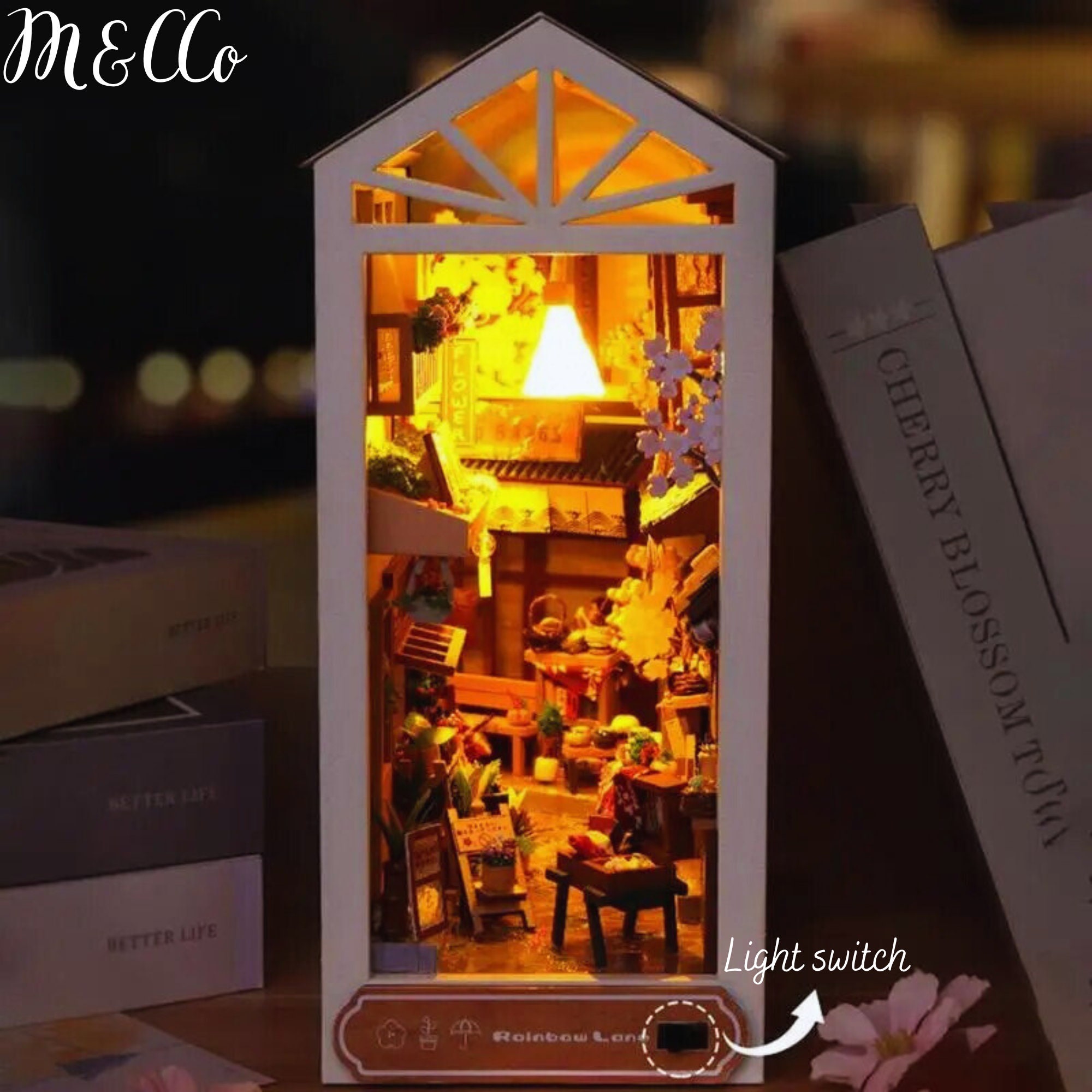 Wooden Japanese Market Booknook DIY Book Nook Kit 3D Model Bookshelf ...