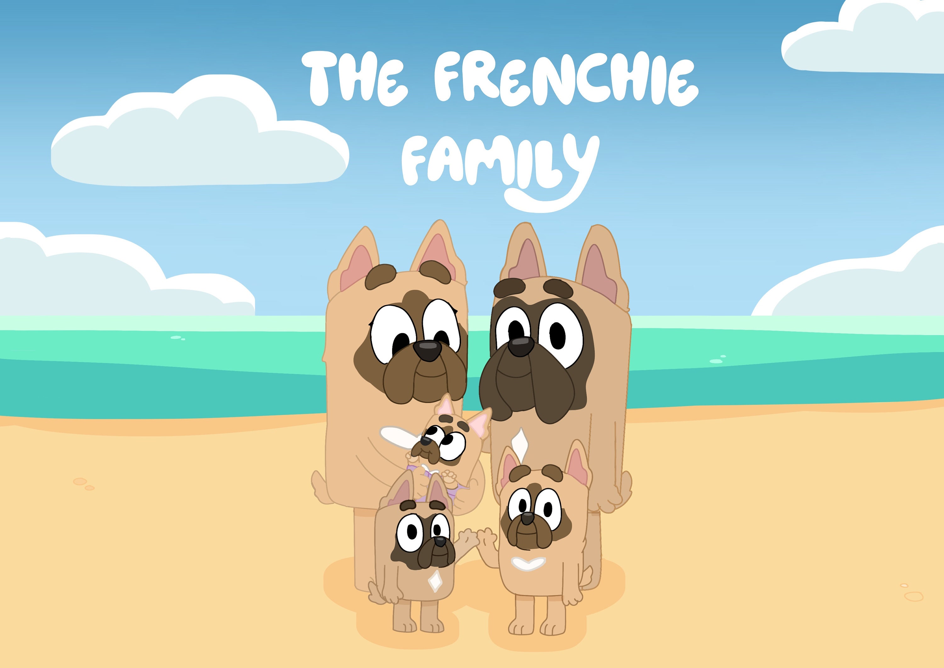 Bluey-inspired Family Portrait, Cartoon Family Portrait, Custom Bluey ...