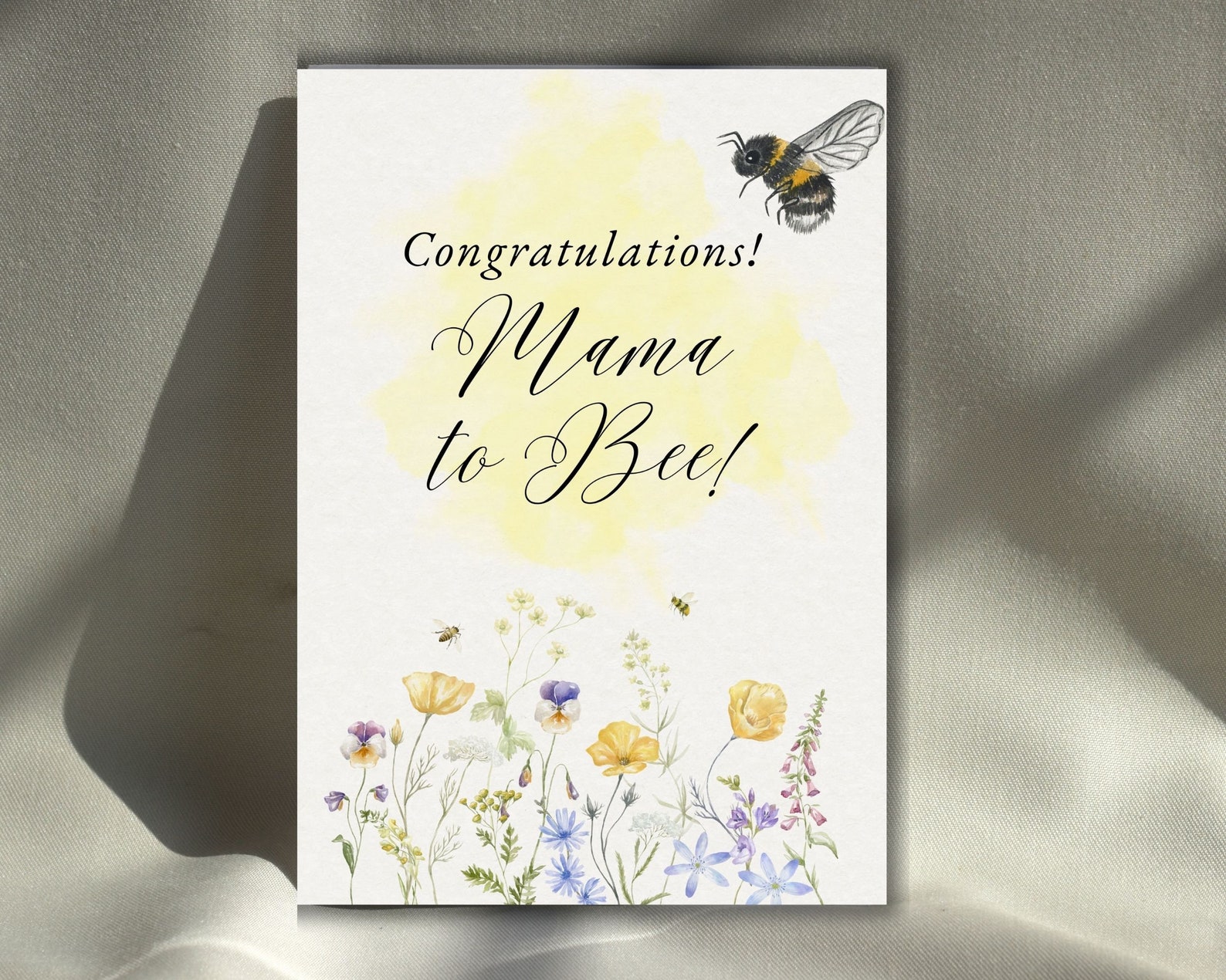 Printable Baby Shower Congratulations Card, Digital Download Bee Themed ...