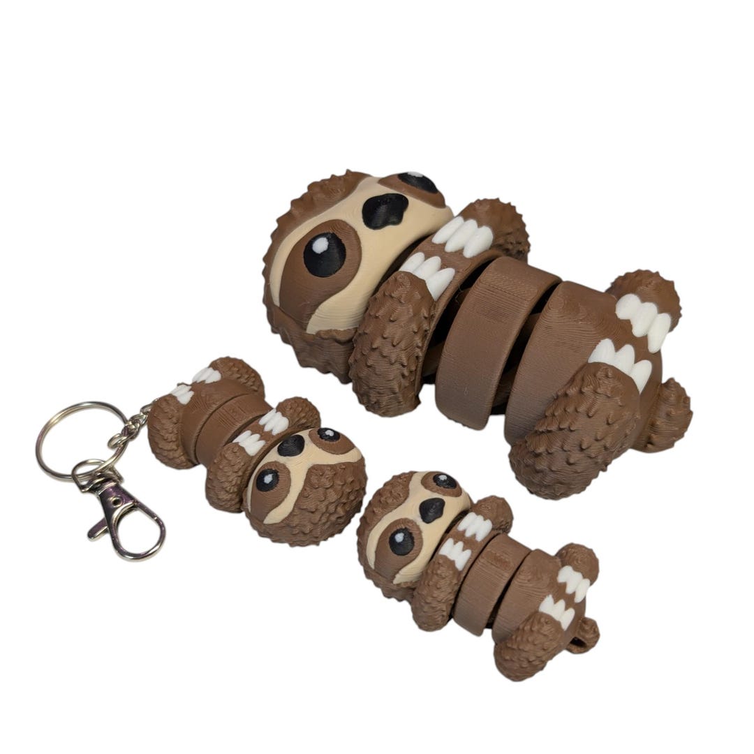 Cute Flexi Sloth Fidget Toy - 3D Printed Stress Ball & Desk Decor ...