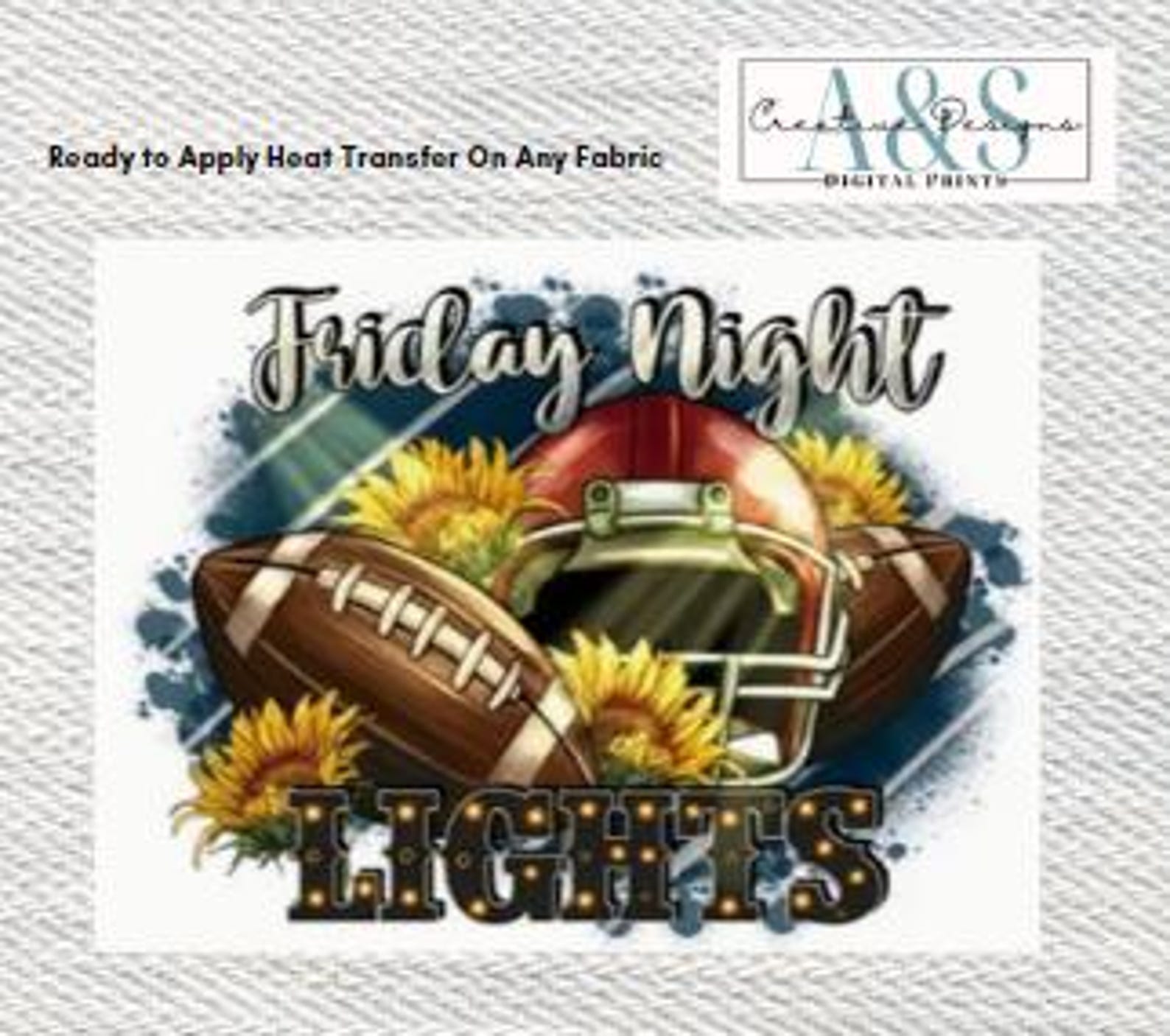 Football Heat Transfer | Friday Night| Lights | Helmet | Glove | Gift ...