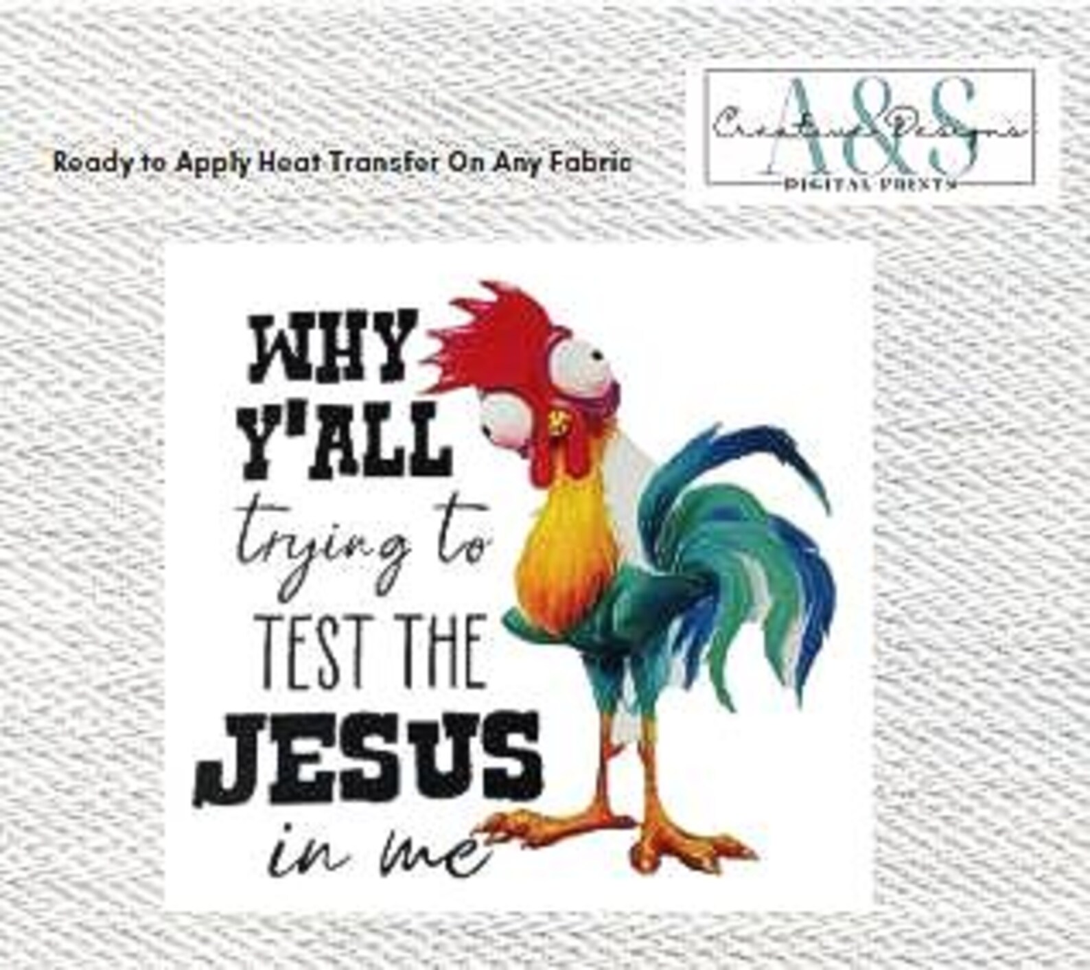 Character Rooster Heat Transfer | Jesus | Test | Rooster | Red | Gift ...