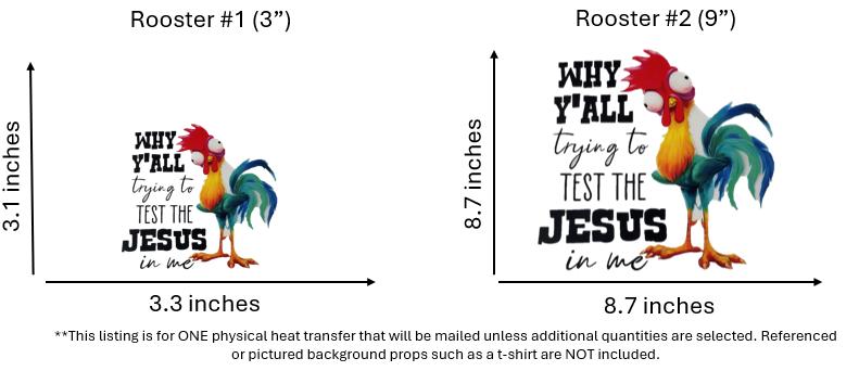 Character Rooster Heat Transfer | Jesus | Test | Rooster | Red | Gift ...
