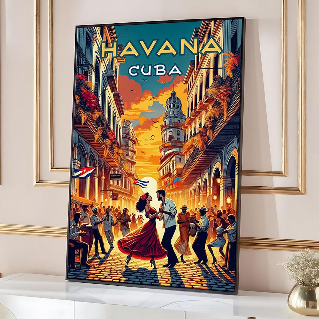Havana Cuba City Travel Poster Travel Record Travel Printed Canvas ...