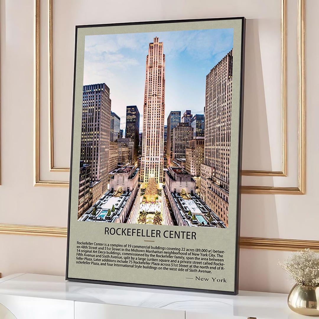 Rockefeller Center New York City Landmark Travel Poster Travel Printed ...