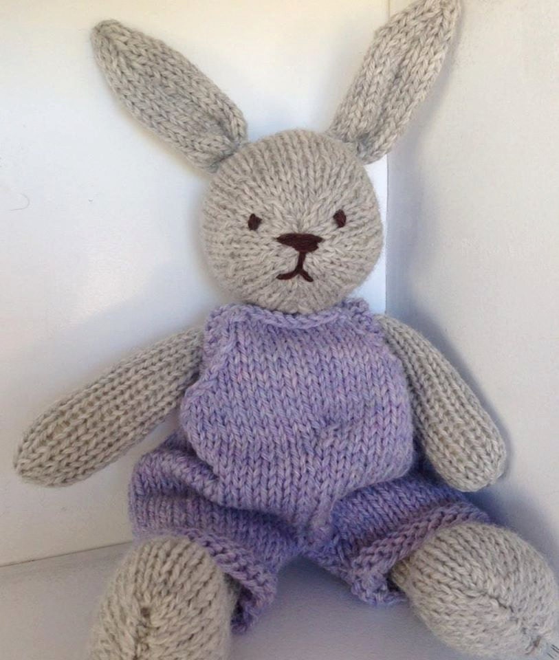 Bunny Rabbit Natural Hand Knit Heirloom Toy Wool Stuffed | Etsy