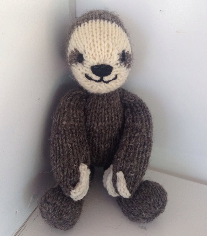 Sloth Hand Knit Stuffed Animal Plush Natural Toy Woodland Friend ...