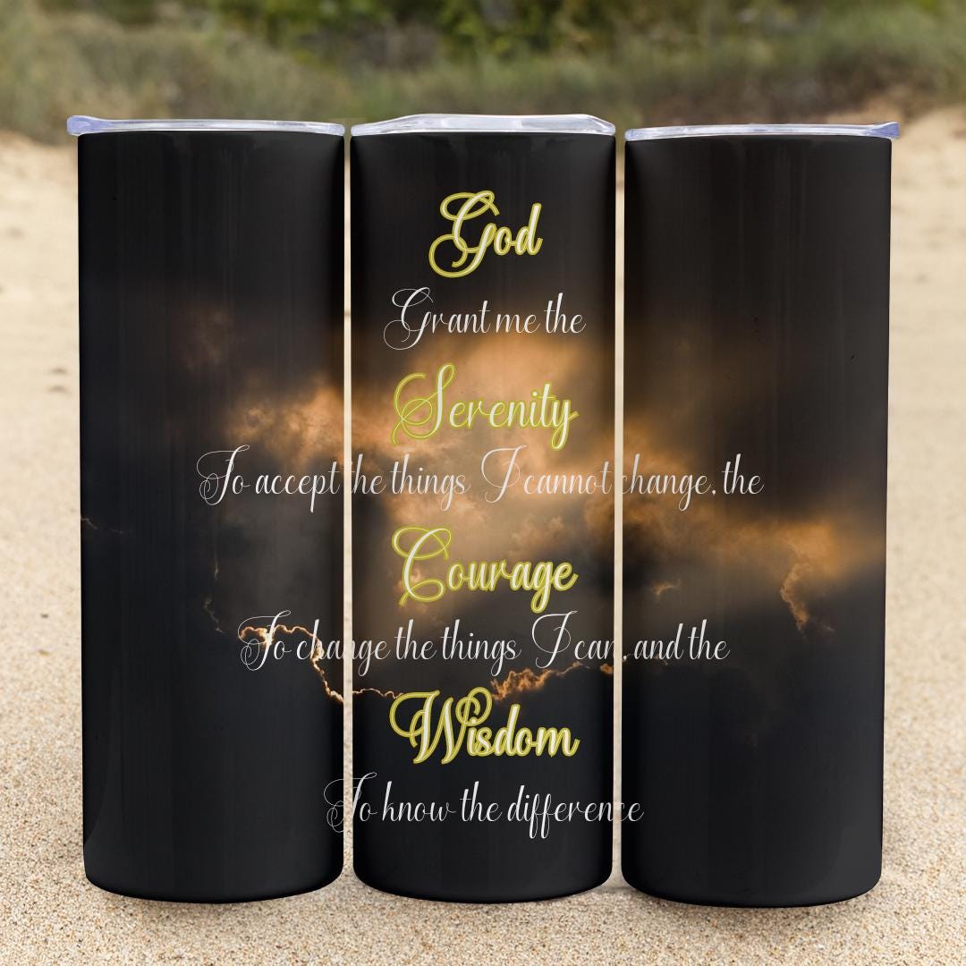 Serenity Prayer Tumbler, 12 Step Recovery, AA Cup, Christian Gift ...