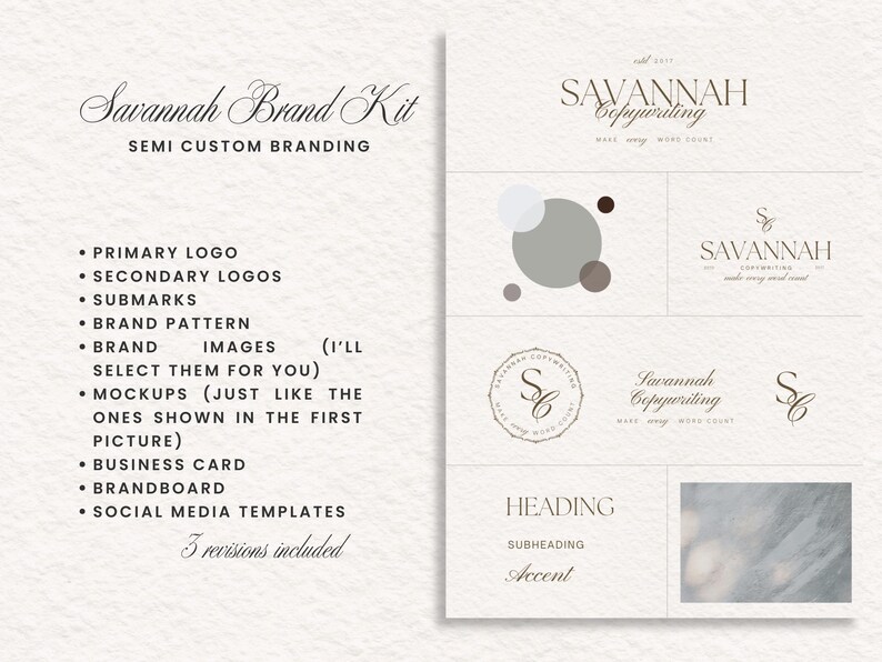 Modern Premade Brand Design Kit, Semi Custom Branding Kit, Semi Custom ...