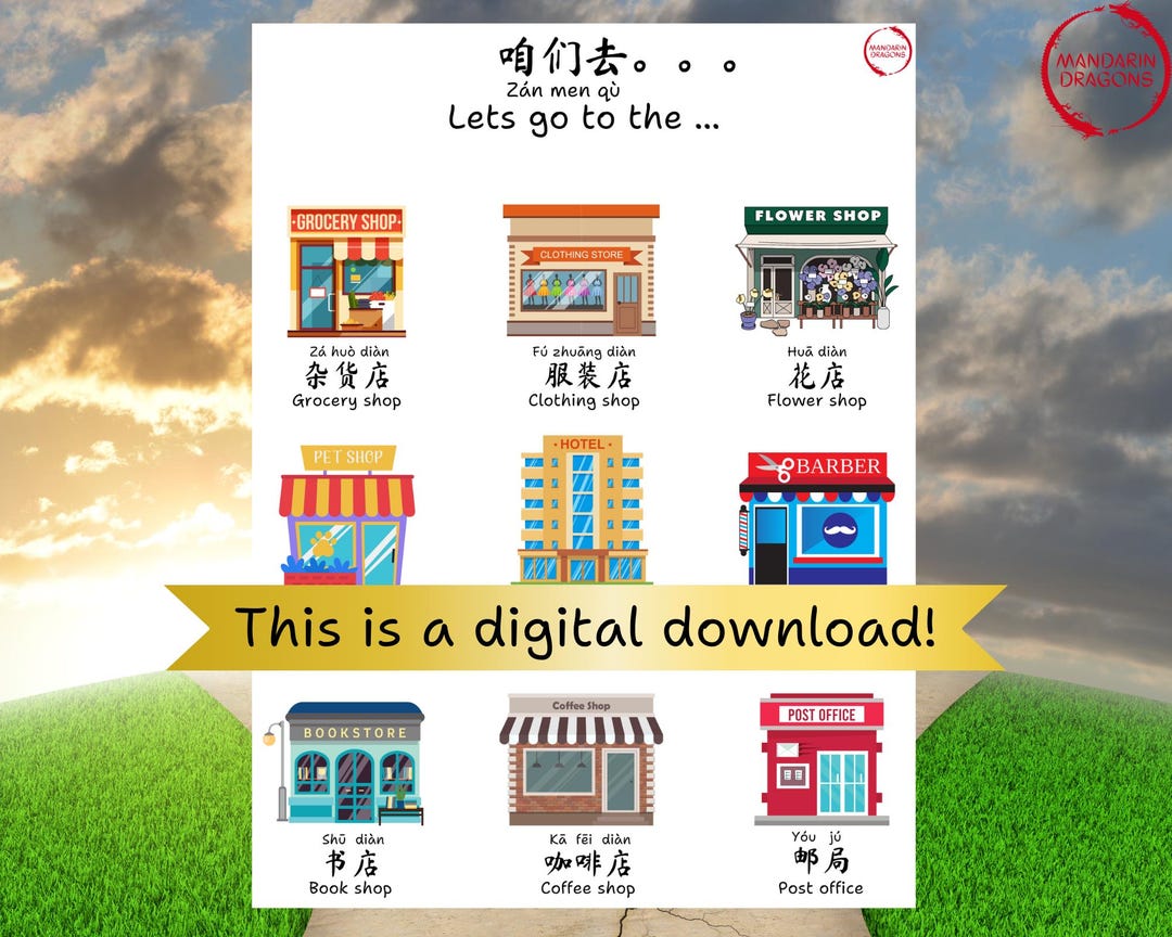 Mandarin Chinese Learning Poster - Let's Go to The... Simplified ...