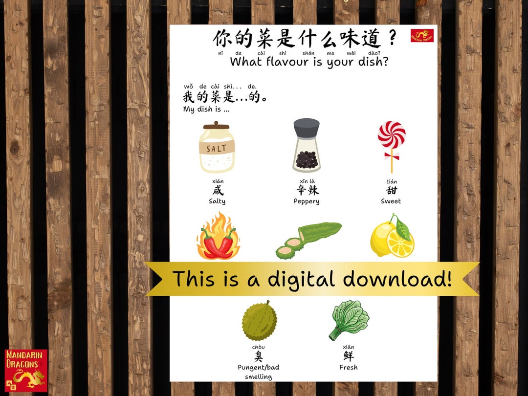 Chinese Learning Poster What Flavour is Your Dish Simplified Mandarin ...