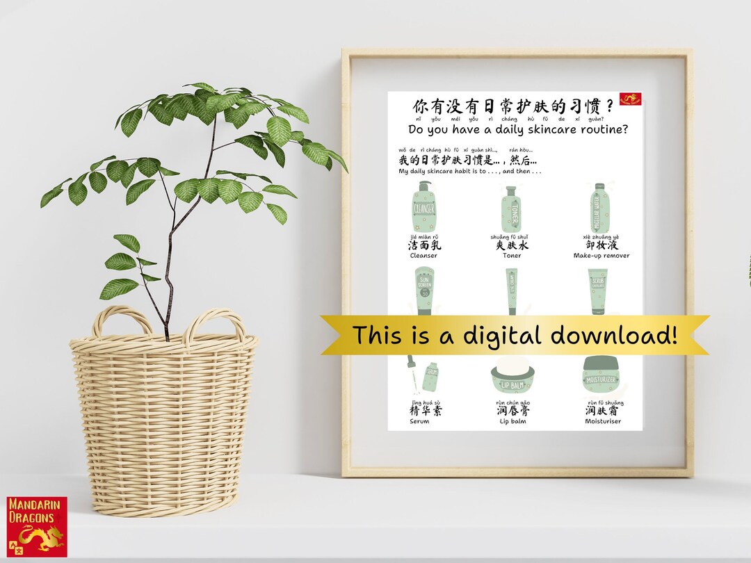 Chinese Learning Poster Do You Have a Daily Skincare Routine Simplified ...