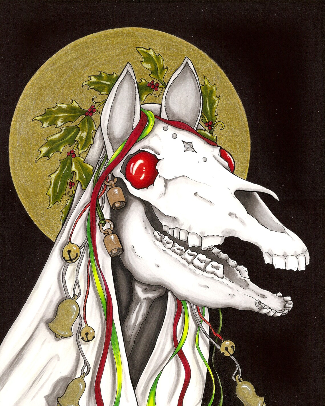Mari Lwyd - Creepy Christmas - 8x10" Fine Art Giclee Print - Etsy