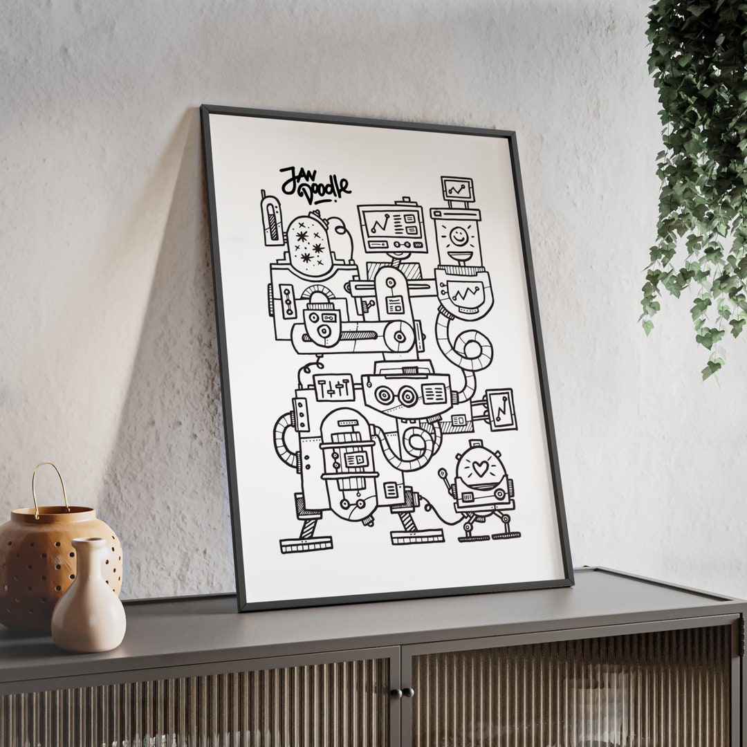 Doodle Machine Doodle Art Poster Wooden Frame Art Poster Free Shipping ...