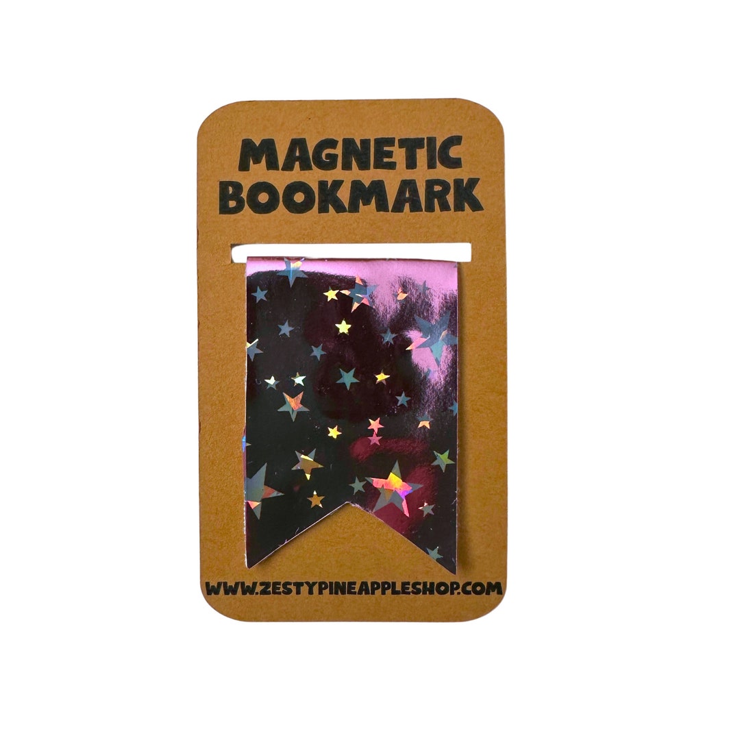 Holographic Pink & Silver Stars Fold Over Magnetic Bookmark - Etsy