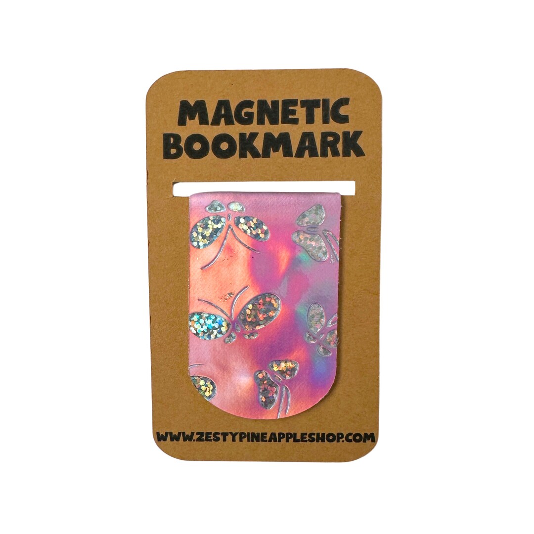 Holographic Pink Butterfly Fold Over Magnetic Bookmark - Etsy