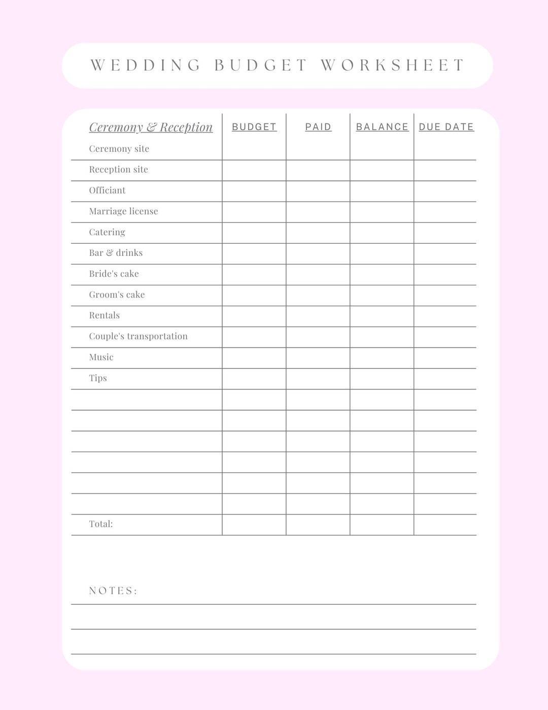 Printable Wedding Budget Planner | Organize Your Finances Easily ...