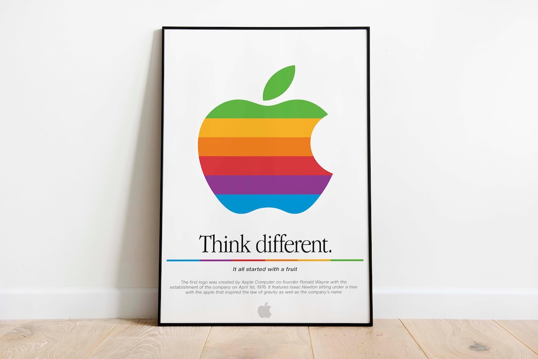 Apple Logo Poster White | Think Different | Wall Decor | Logo Printable ...