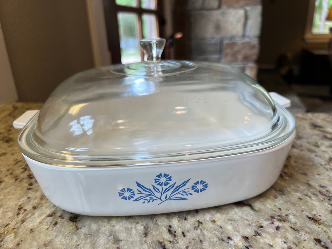 Vintage Corning Ware Pyrex Blue Cornflower Casserole Bowl Bakeware With ...