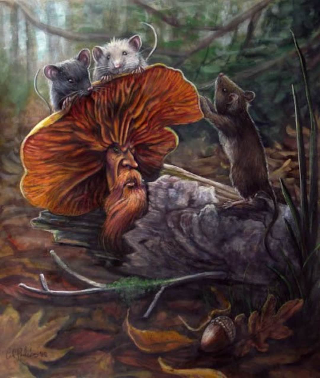 Fantasy Art Mushroom Mice Mouse Fall Print Painting - Etsy