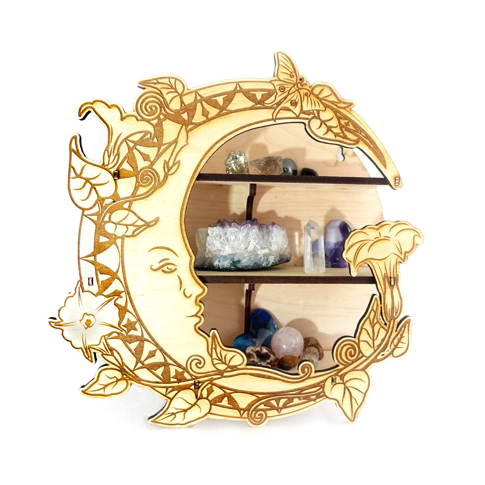 Crystal Moon Shelf, Moon Flower Shelf, Rock Shelf , Altar Shelf ...