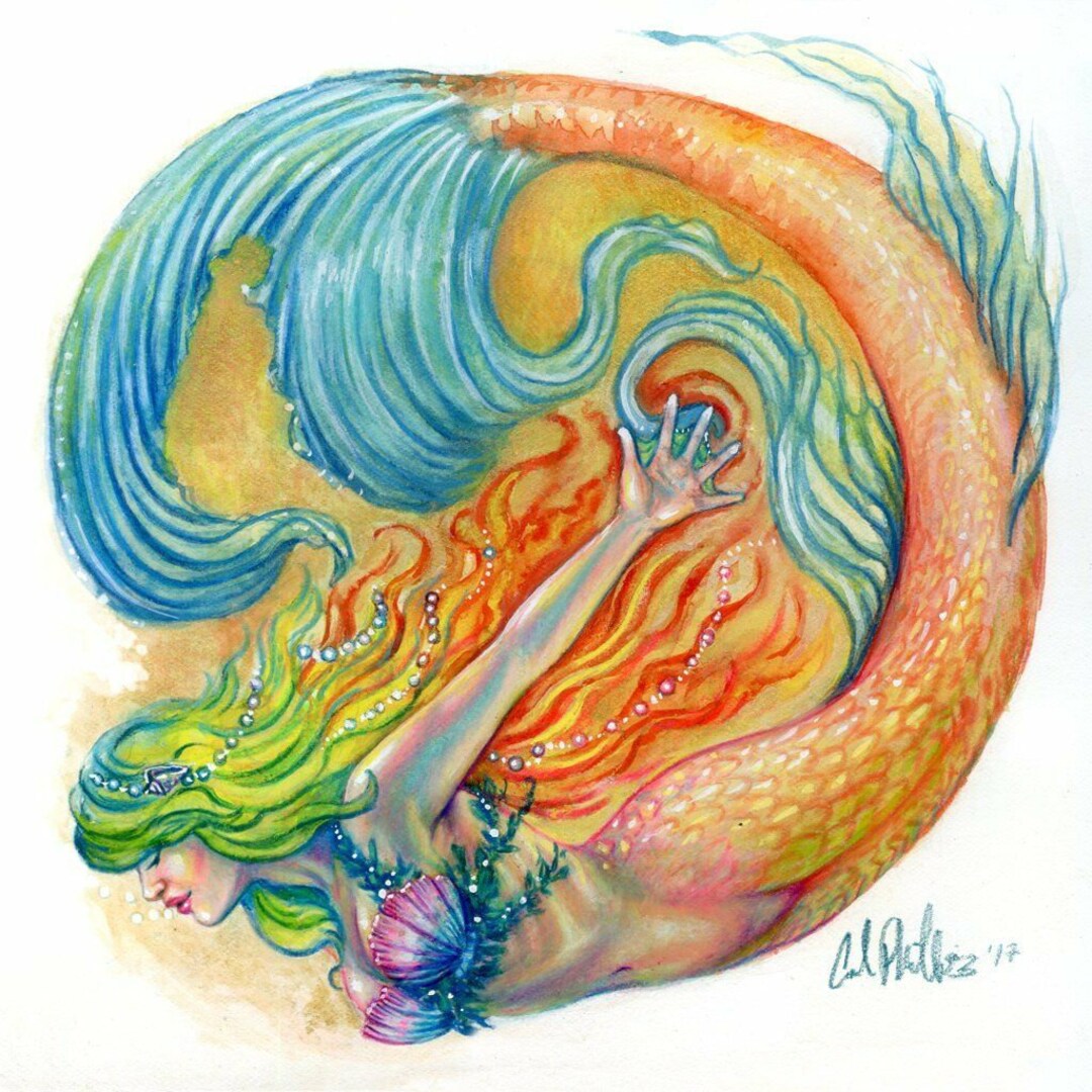 Fantasy Art, Mermaid Art, Mermaid Print, Mermaid Decor, Colorful ...