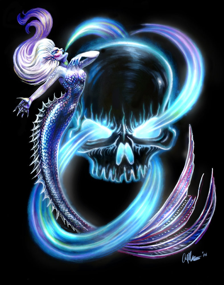 Fantasy Art gothic Mermaid Painting Siren painting | Etsy