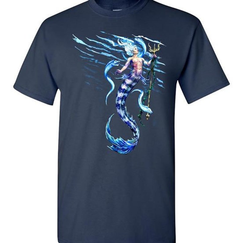 Deep Blue Merman Mermaid Ocean Fish Eels Fantasy Art T-shirt - Etsy