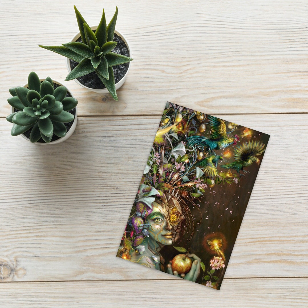 Abundant Woman Sci Fi Robot Nature Dryad Fantasy Art Greeting Card - Etsy