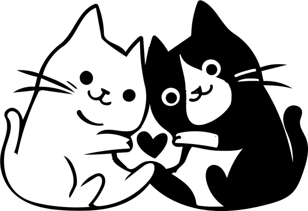 Cute Fat Cat Kittens Vector Graphic Silhouette, Chibi, Cricket , Vinyl ...