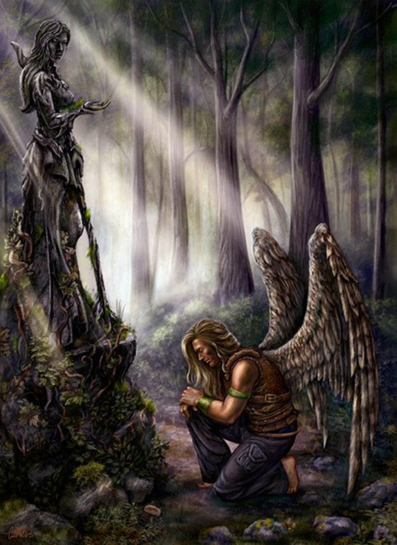 Fantasy Art, Angel, Forest RPG Fantasy Art Print Celestial Planar ...