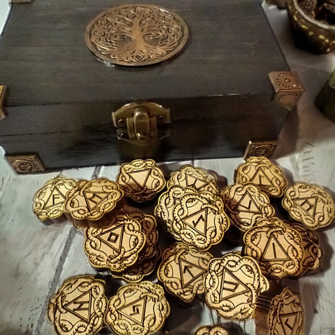 Viking Rune Set, Elder Futhark Runes, Pocket Rune Set, Jormungand ...