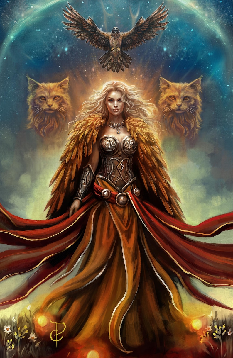 Freya Norse Goddess Art Print – Viking Mythology Wall Art, Fantasy ...