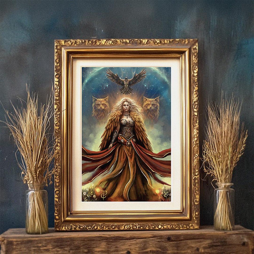 Freya Norse Goddess Art Print – Viking Mythology Wall Art, Fantasy ...