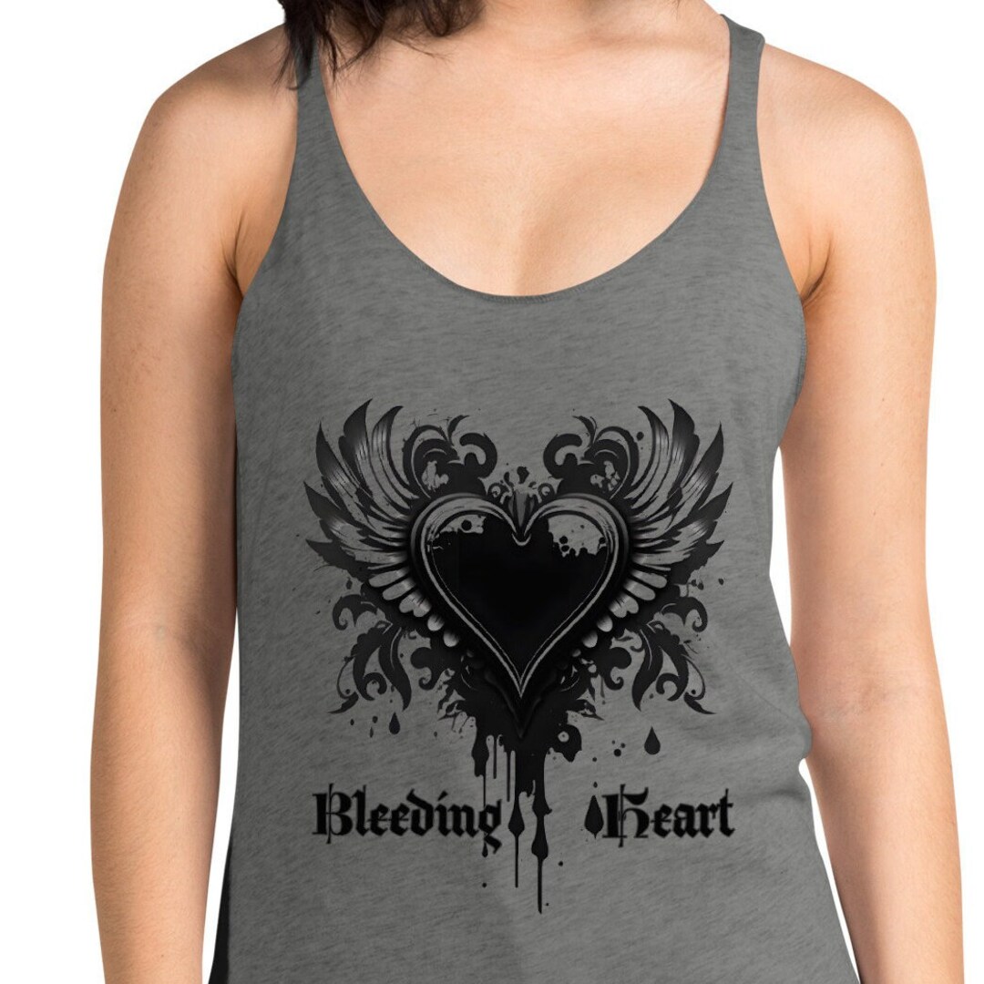 Bleeding Heart Winged Women's Ladies Racerback Tunic Tank Top Goth Gotyhic Emo Style - Etsy