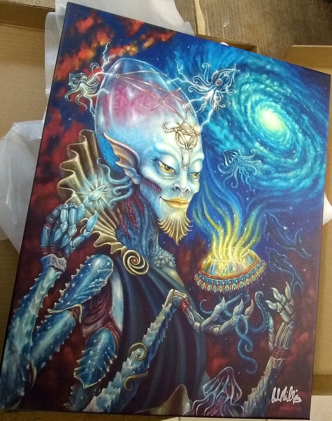 Fantasy Art, ALIEN , King of CUPS, Tarot, Painting Outerspace Sci-fi ...