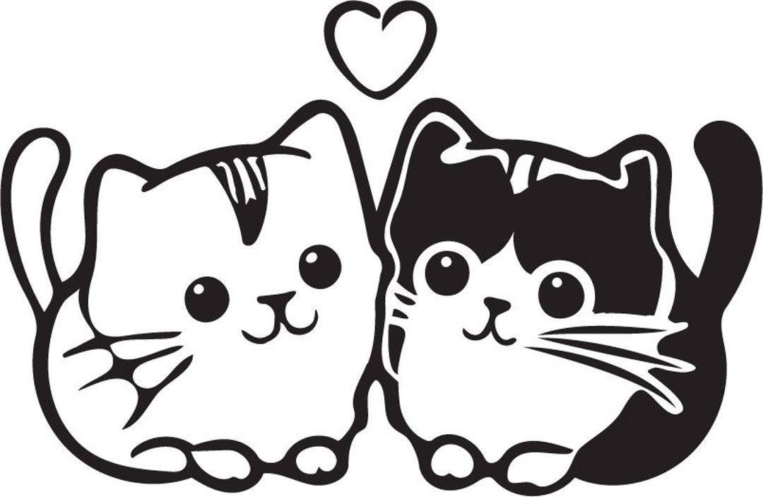 Cute Fat Cat Kittens Vector Graphic Silhouette, Chibi, Cricket , Vinyl ...