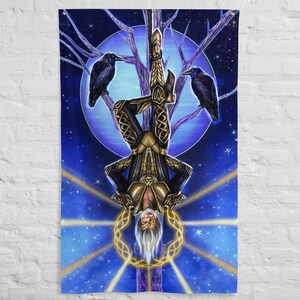 The Hanged Man Space Odin World Tree Tapestry Flag Wall Art Hanging Sci ...