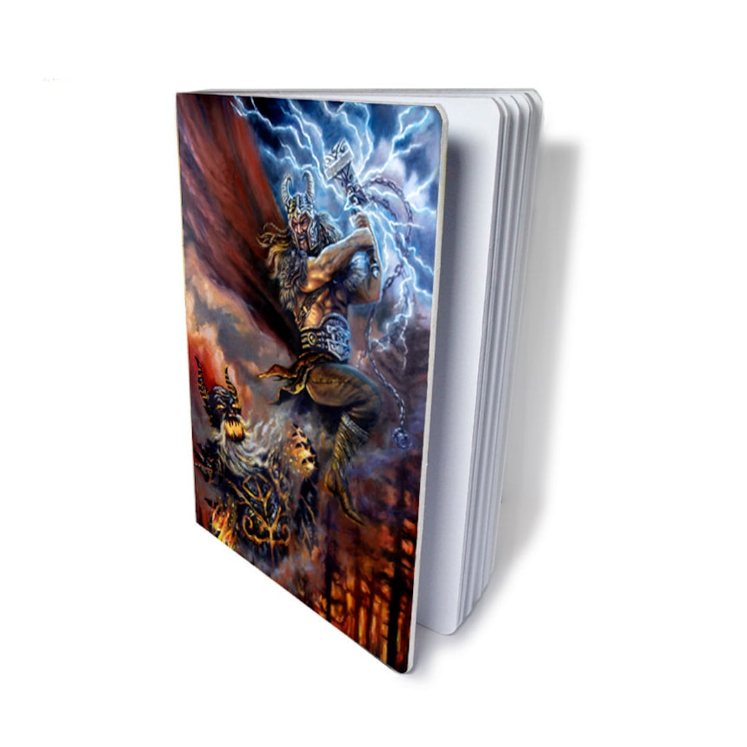 Thor Vs. Fire Jotun, Norse Felt Cover Blank Pages Artist Sketch Book ...