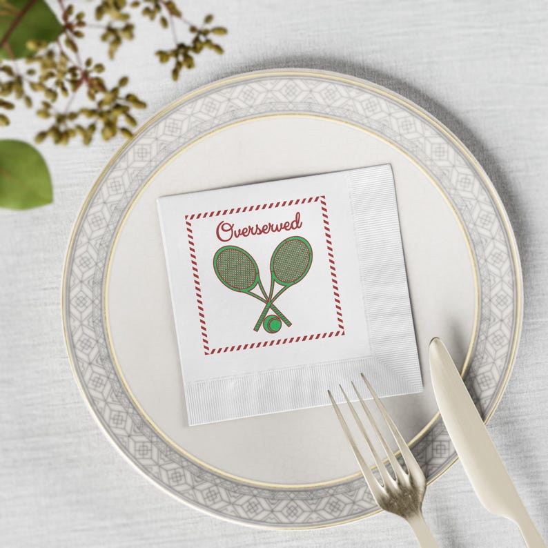 Napkins, Tennis Funny Drinking Pun Overserved, Personalized Hostess ...