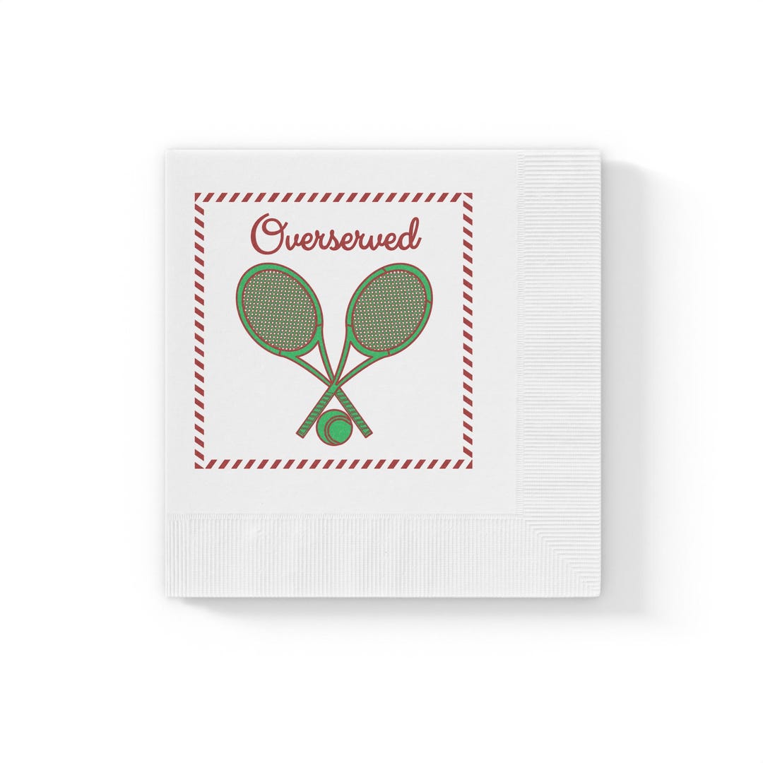 Napkins, Tennis Funny Drinking Pun Overserved, Personalized Hostess ...