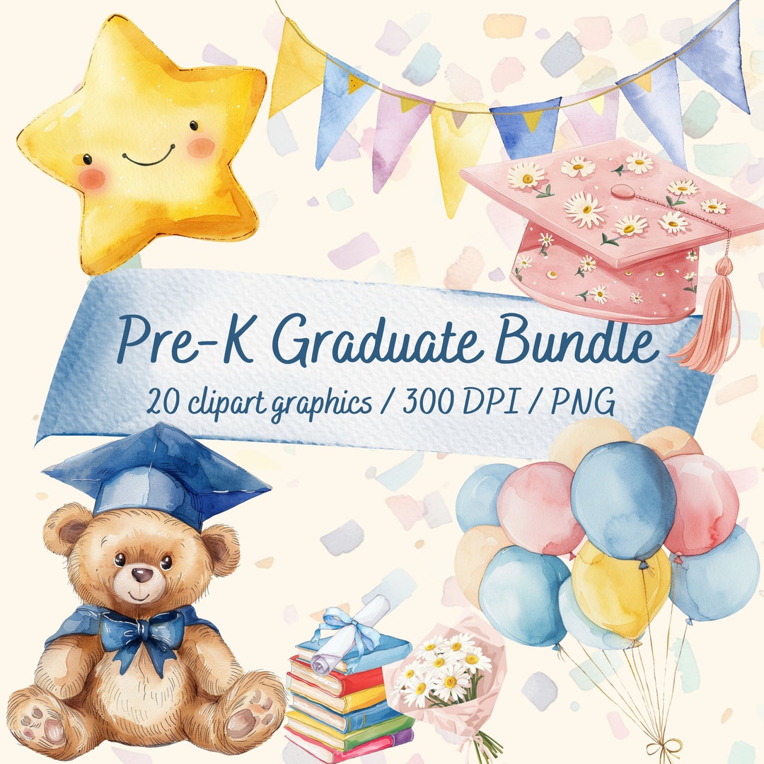 Charming Pre-k Graduation Clipart Bundle Celebrate Adorable Preschool ...