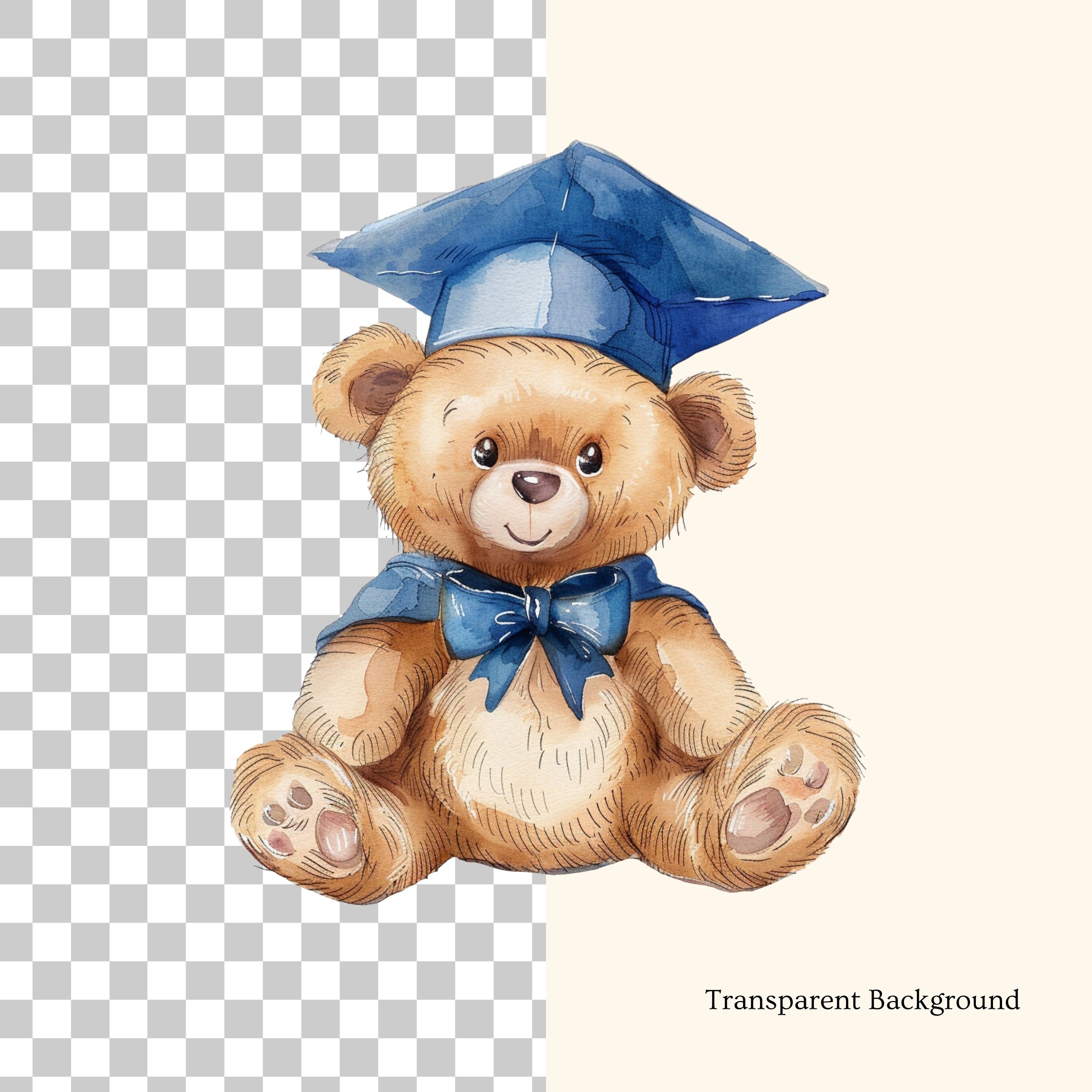 Graduation Clipart Cute Teddy Bear Cap Gown Class of 2024 Printable ...