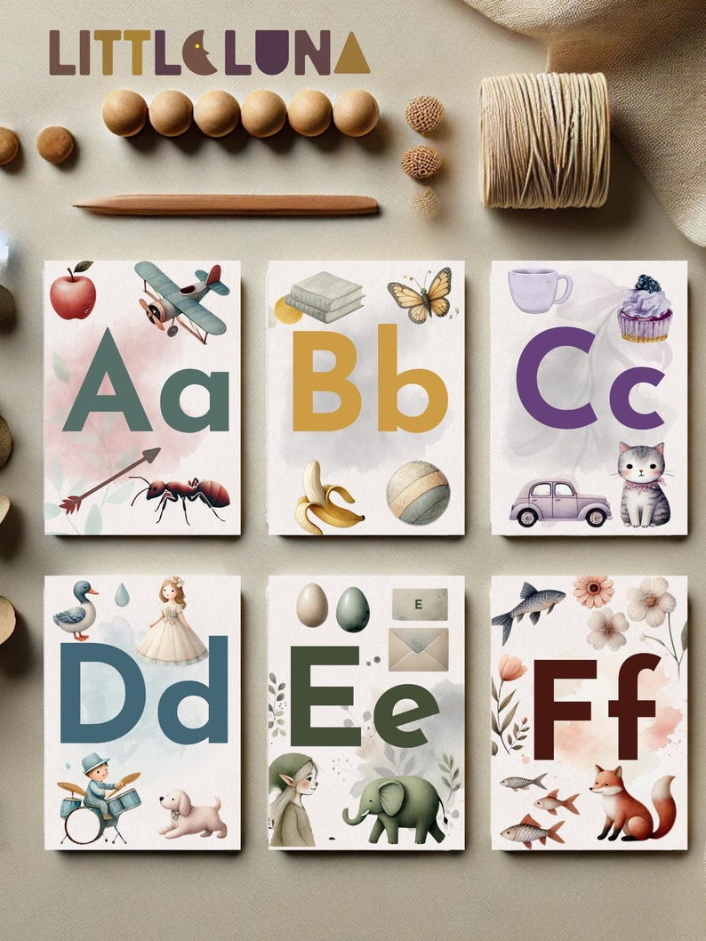 Digital Download: Alphabet Flashcards With Whimsical Illustrations for ...
