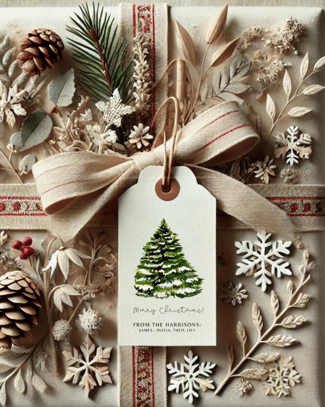 Printable Christmas Tree Gift Tags Digital Download 2x3.3 Festive ...