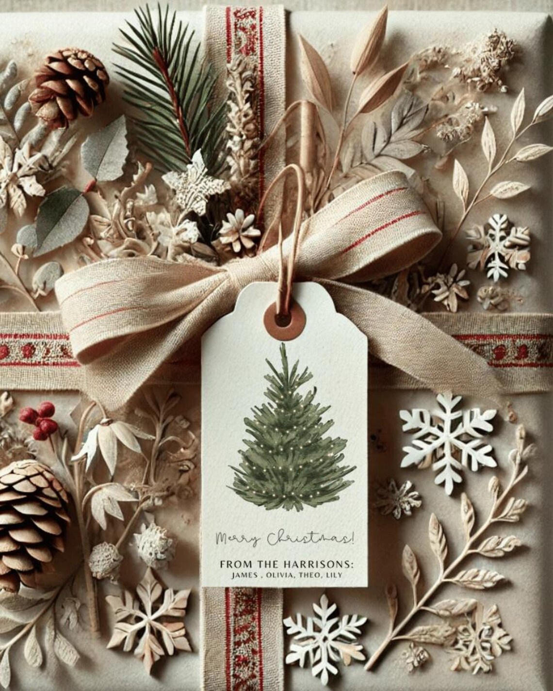 Printable Christmas Tree Gift Tags Digital Download 2x3.3 Festive ...