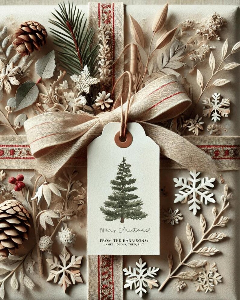Printable Christmas Tree Gift Tags Digital Download 2x3.3 Festive ...