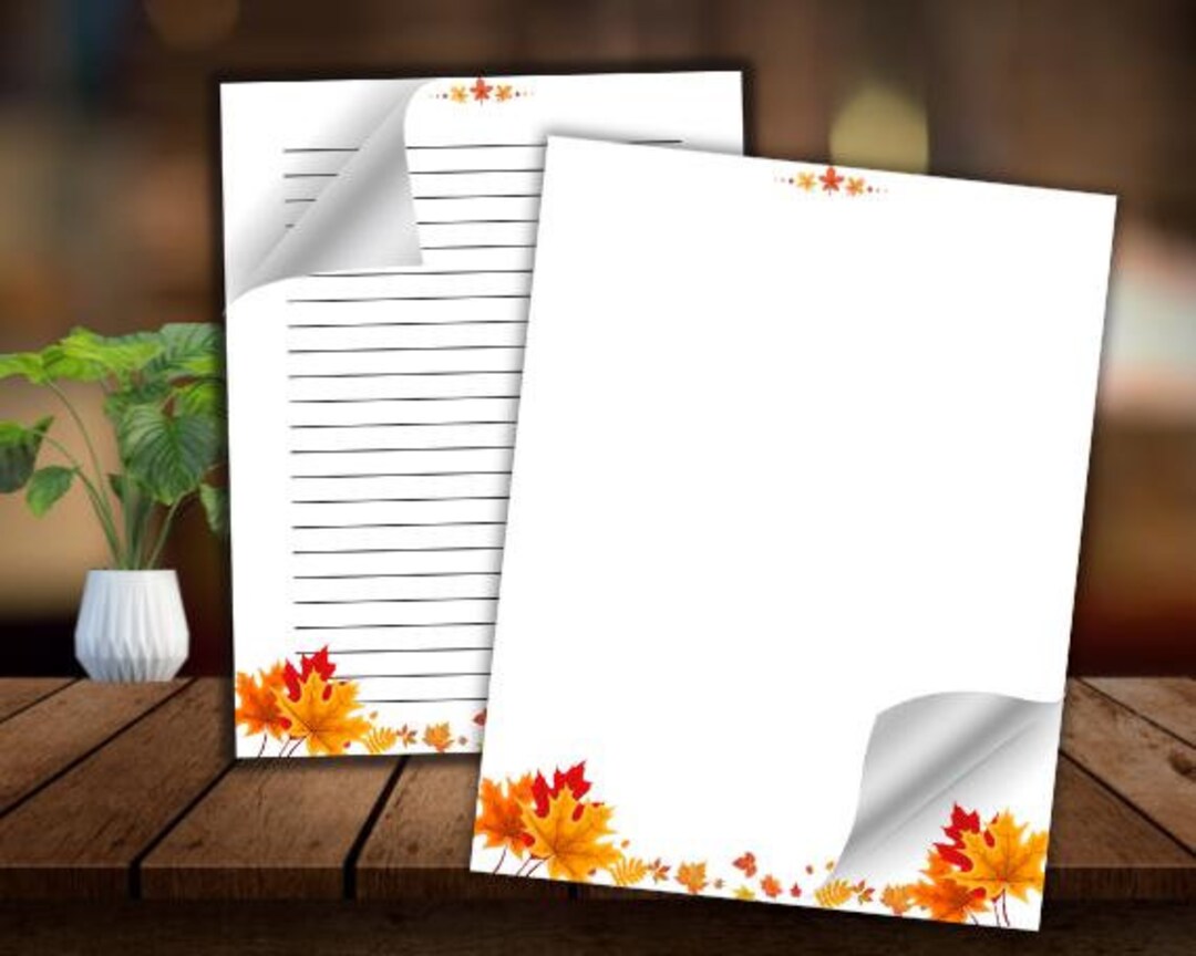 Thanksgiving Printable Stationery Set Lined & Unlined Pages, Fall ...
