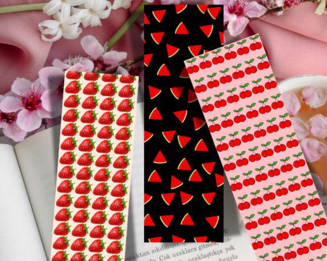 Fruit-themed Printable Bookmarks Cherry, Strawberry, Watermelon, and ...