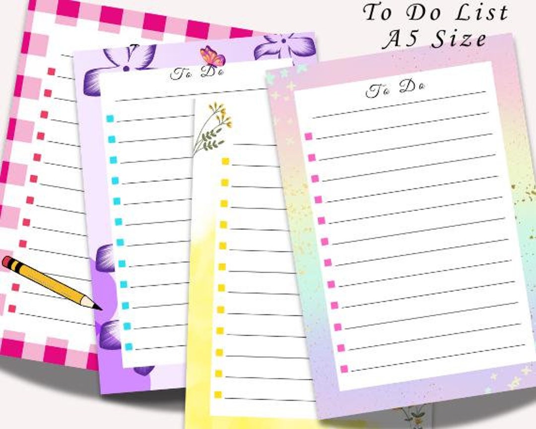 Pastel Color To-do List A5 Size To-do List Printables Set of 8 Instant ...
